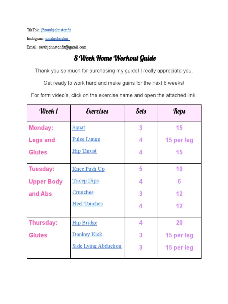 8 Week Home Workout Guide-1 | PDF | Anatomical Terms Of Motion ...