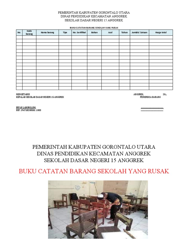 Buku Catatan Barang Rusak Sekolah | PDF