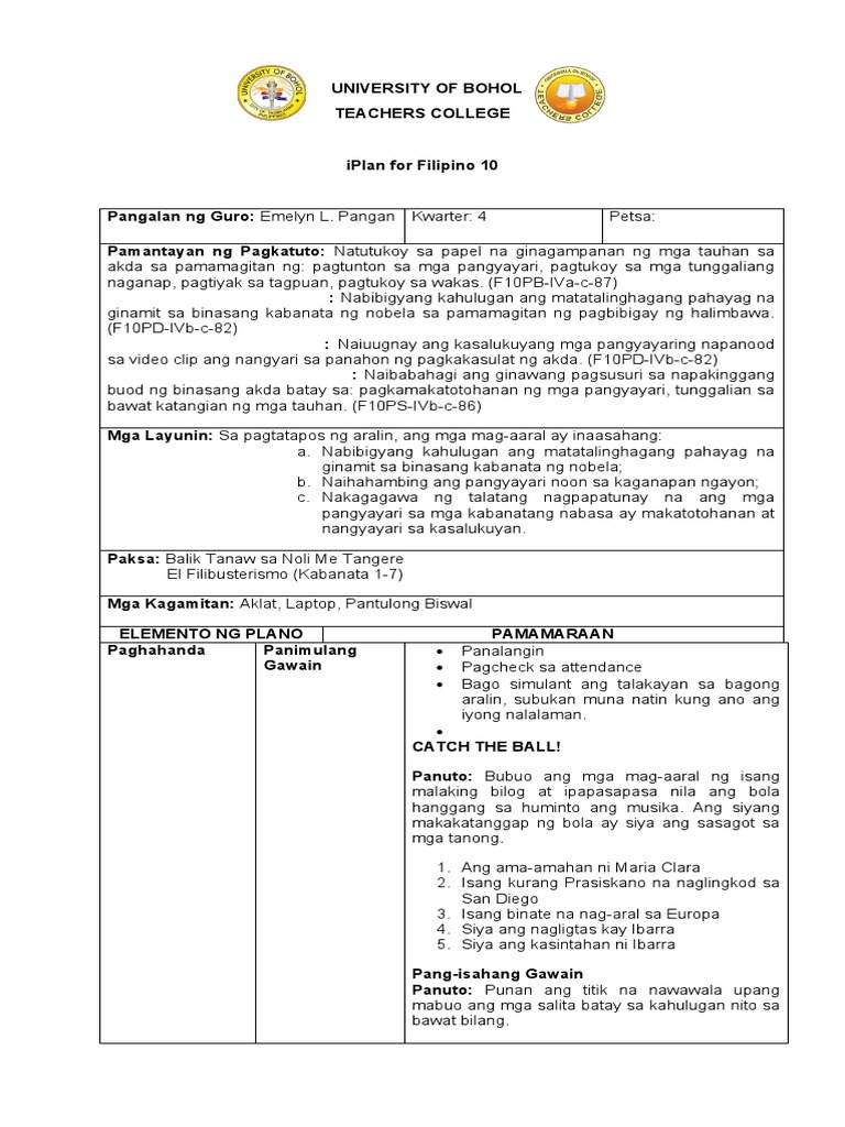 IPlan13 Grade 10 El Fili | PDF