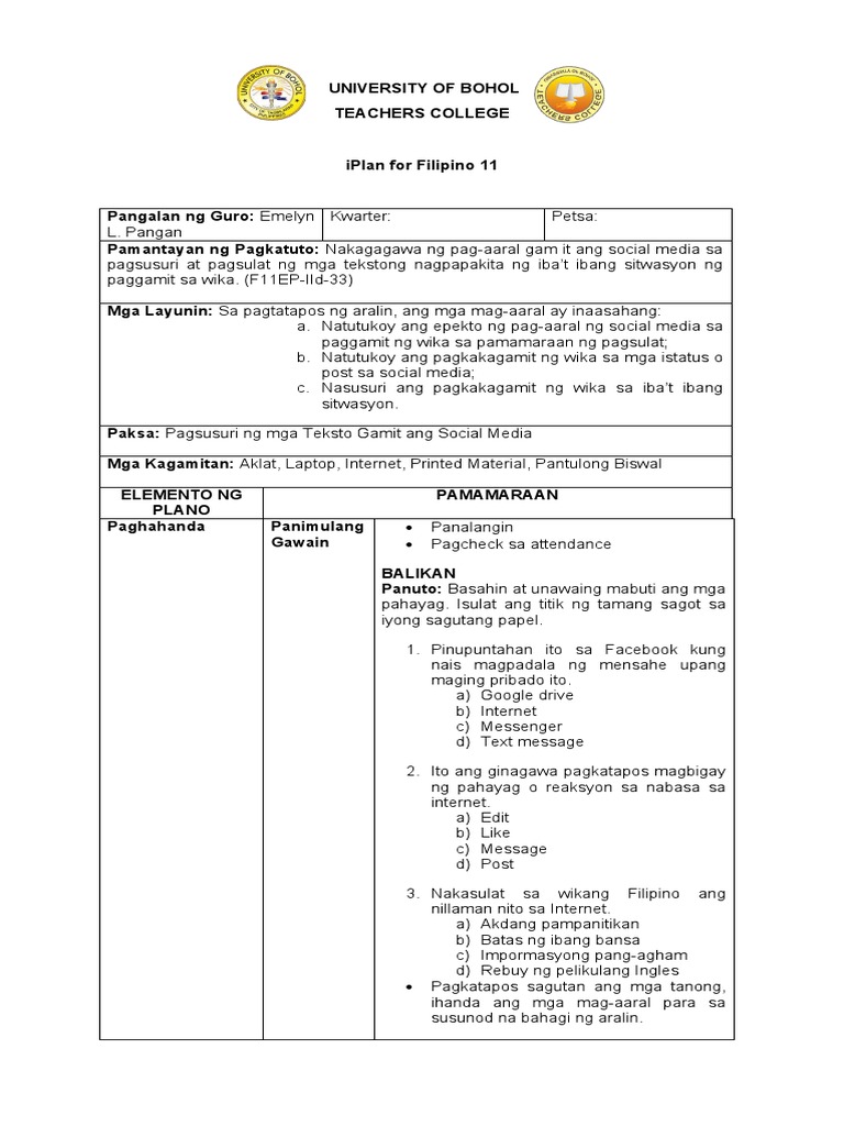 IPlan14 Grade 11 Social Media | PDF