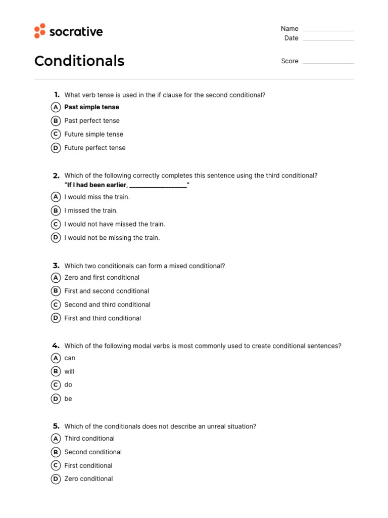 Quiz Conditionals | PDF | Grammatical Tense | Languages