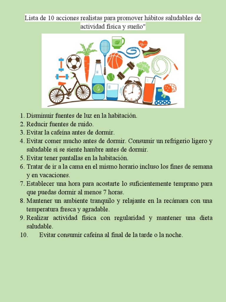 10 Acciones Para Hábitos Saludables Pdf