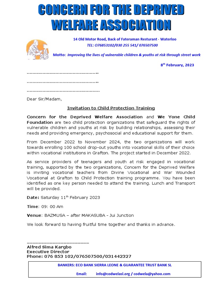 Invitation Letters For Child Protection | PDF | Social Science