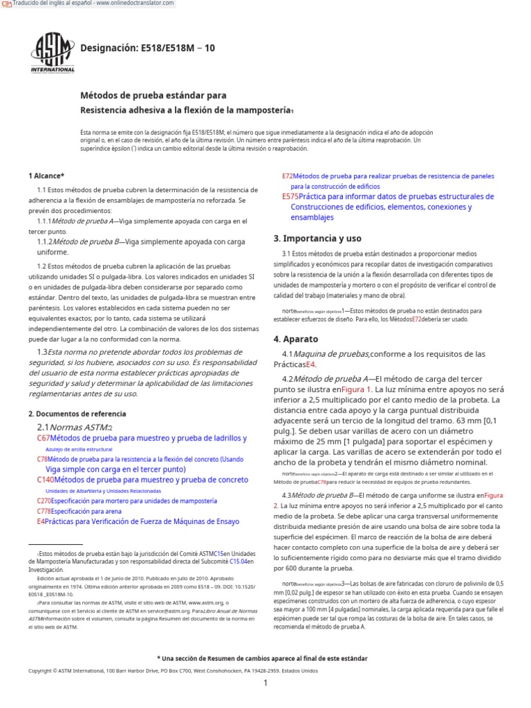 Norma ASTM E 518.en - Es | PDF | Albañilería | Hormigón