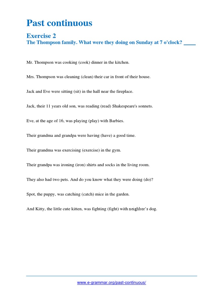 Past Continuous Exercise 2 1 | PDF