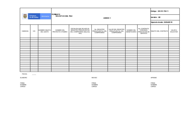 Anexo 1 - Formato Solicitud Del Pac 1 | PDF