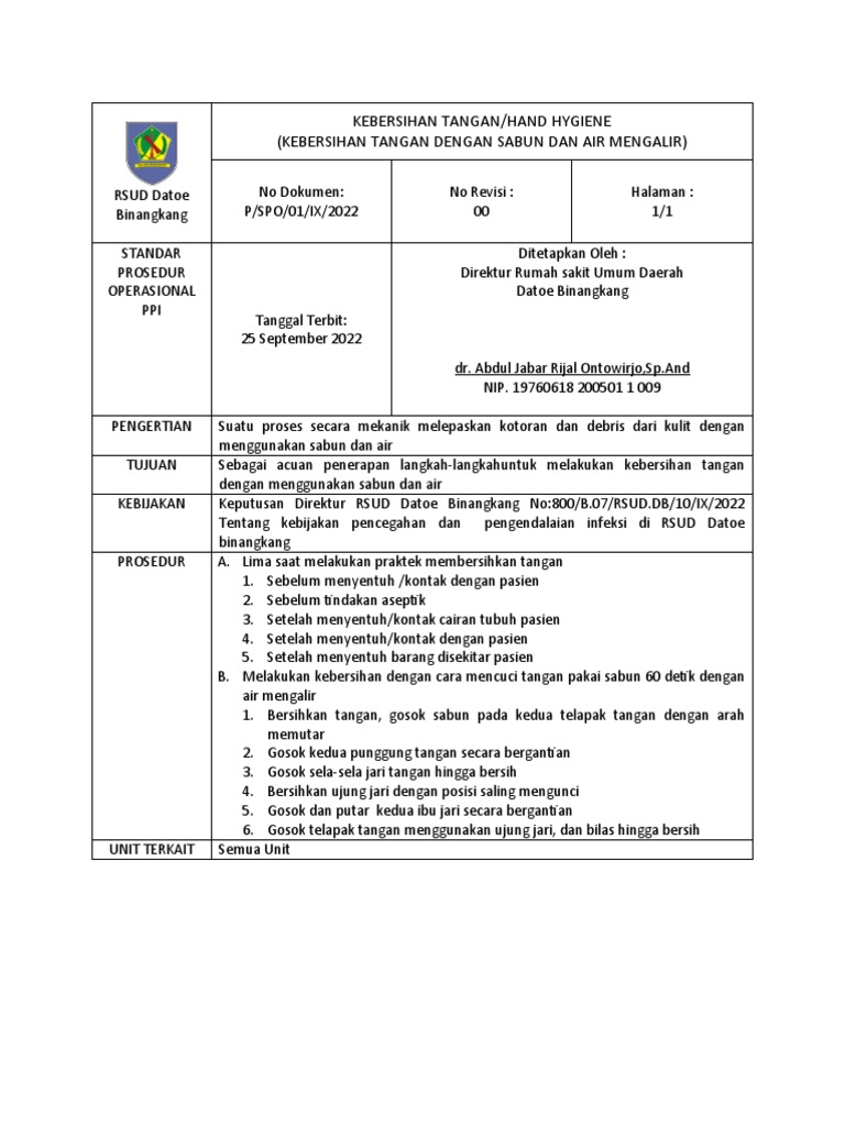 sop hand hygiene | PDF