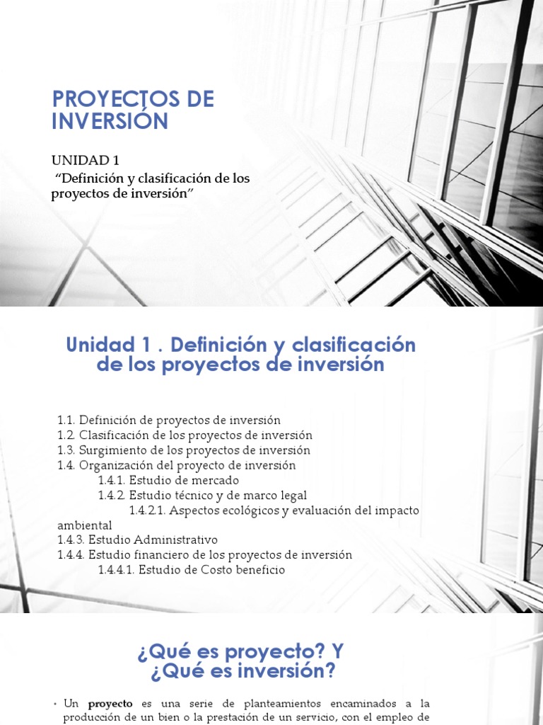 Unidad1 - Proyectos de Inversion | PDF | Presupuesto | Mercado (economía)