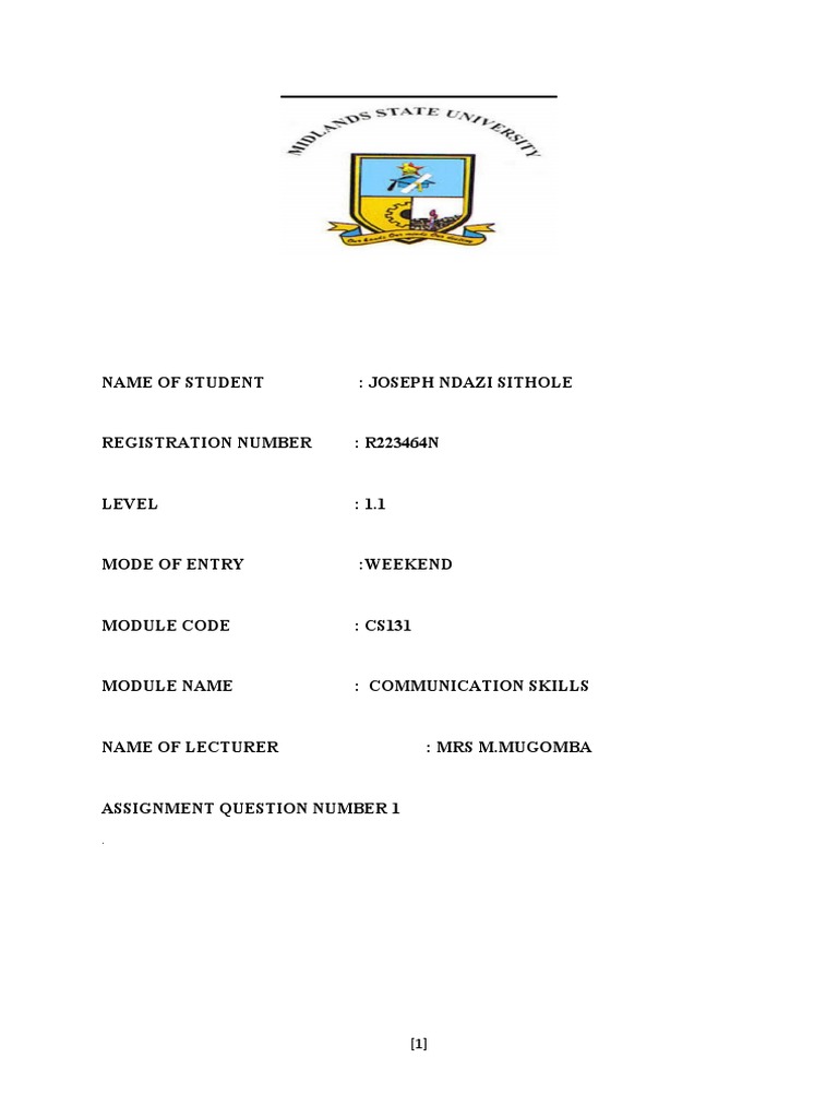 Communication Skills Assignment | PDF | Communication | Nonverbal ...