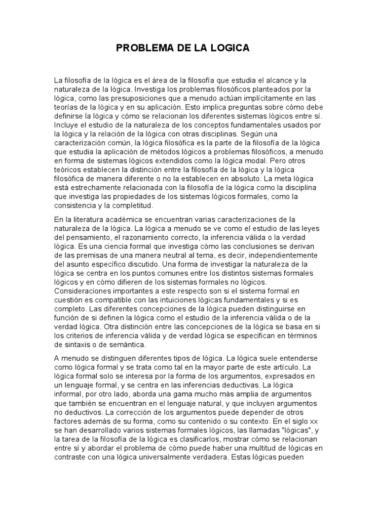 Problemas de Lógica y Filosofía | PDF | Lógica | Razonamiento deductivo