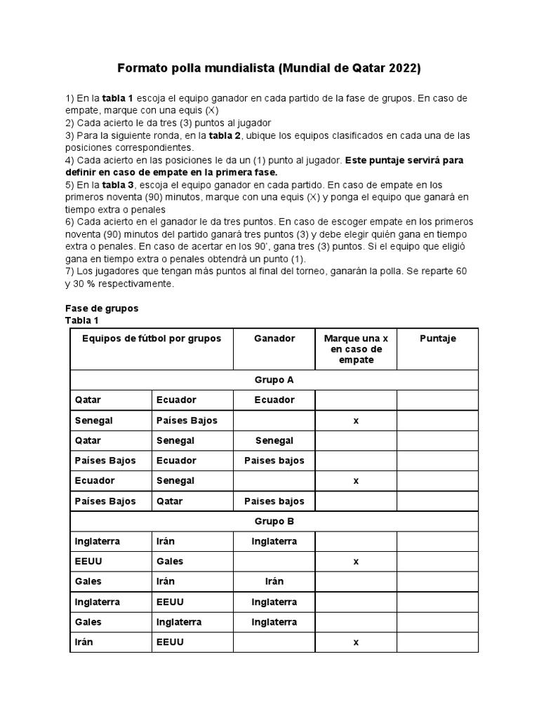 Polla Tan | PDF | Códigos de fútbol | Asociación Nacional de Equipos de Fútbol