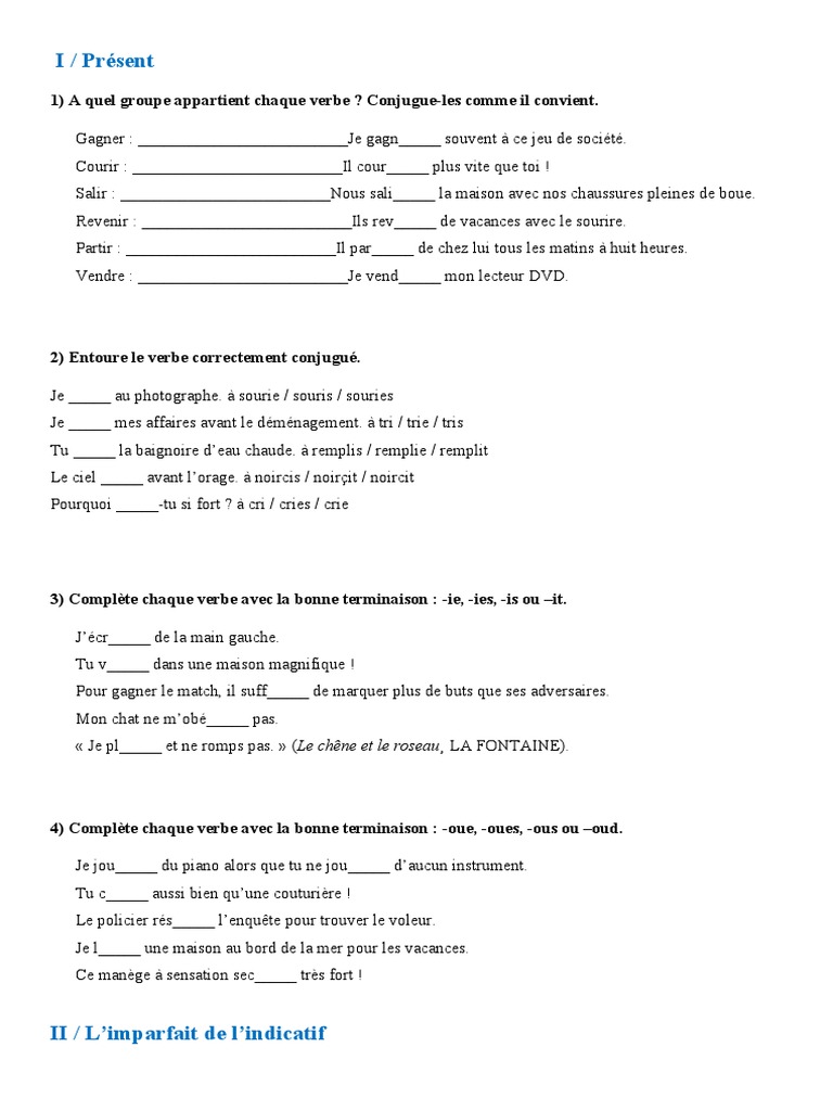 Exercices de Conjugaison Révision | PDF | Verbe | Morphologie linguistique