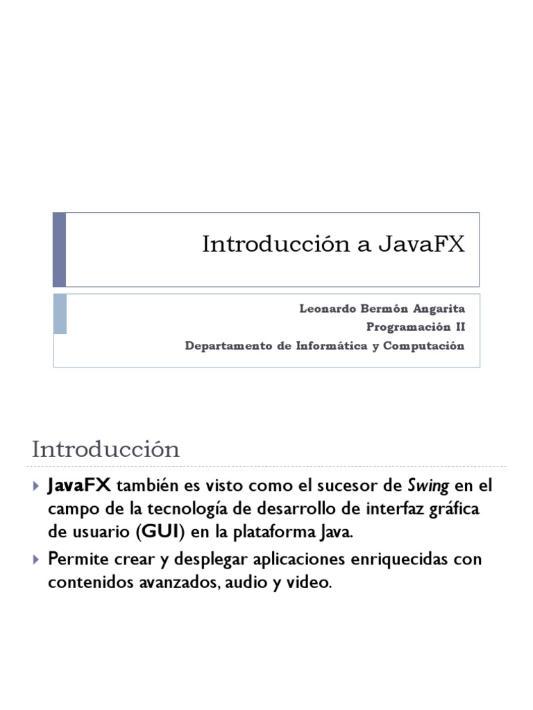 4.4 Introducción A JavaFX | PDF | Interfaces gráficas de usuario | Software de la aplicacion