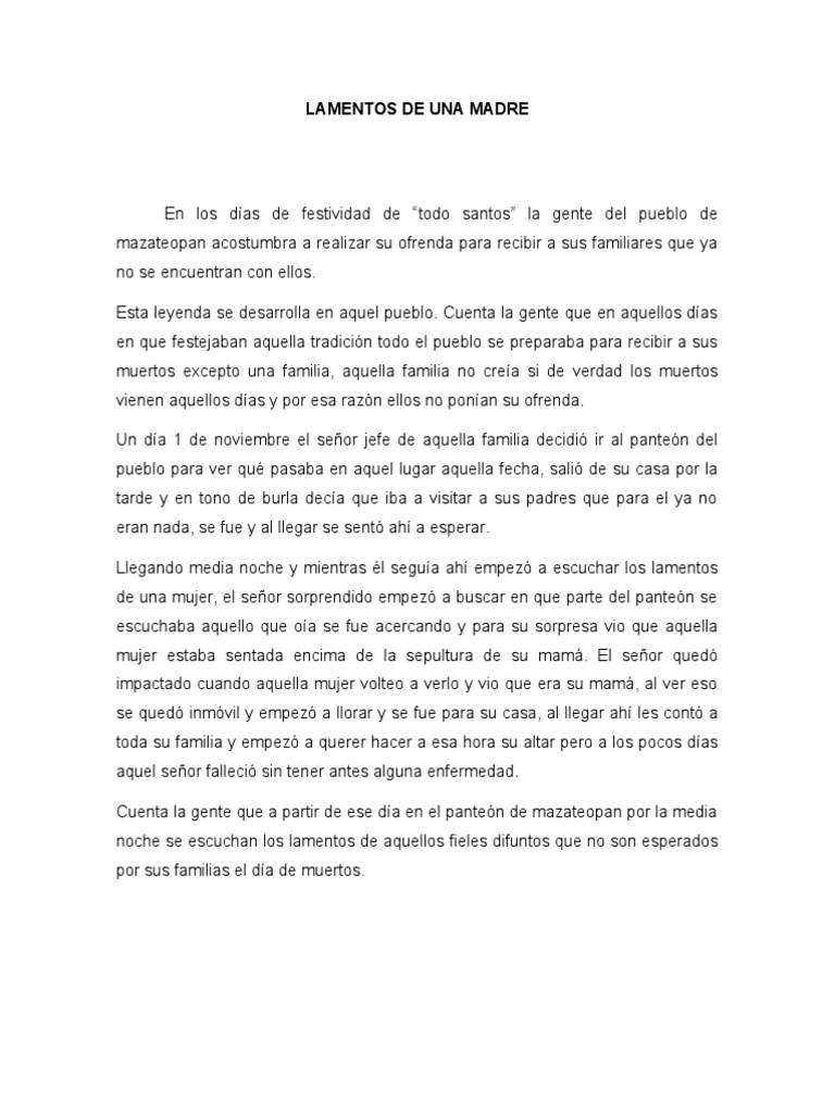 Lamentos en el Panteón de Mazateopan | PDF