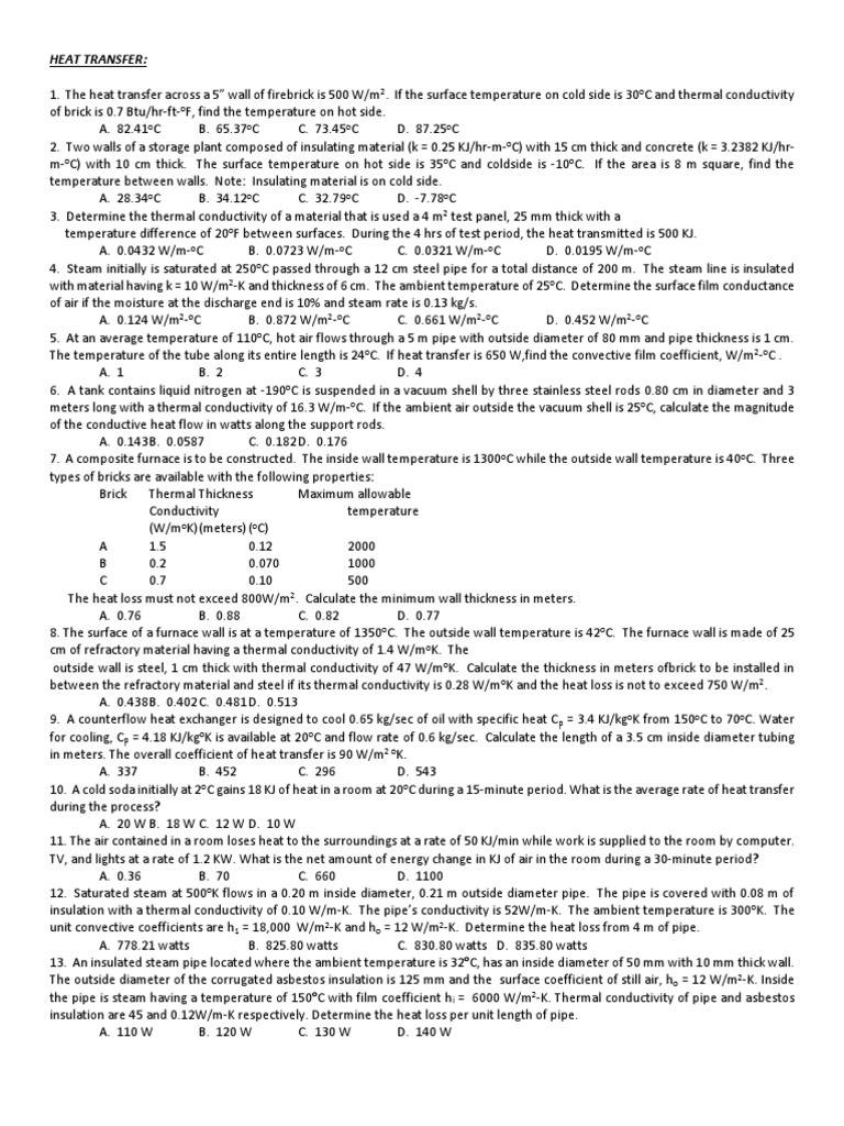 Heat Transfer Problems: Calculating Rates of Heat Flow Through Various ... Heat Transfer Problems: Calculating Rates of Heat Flow Through Various ...