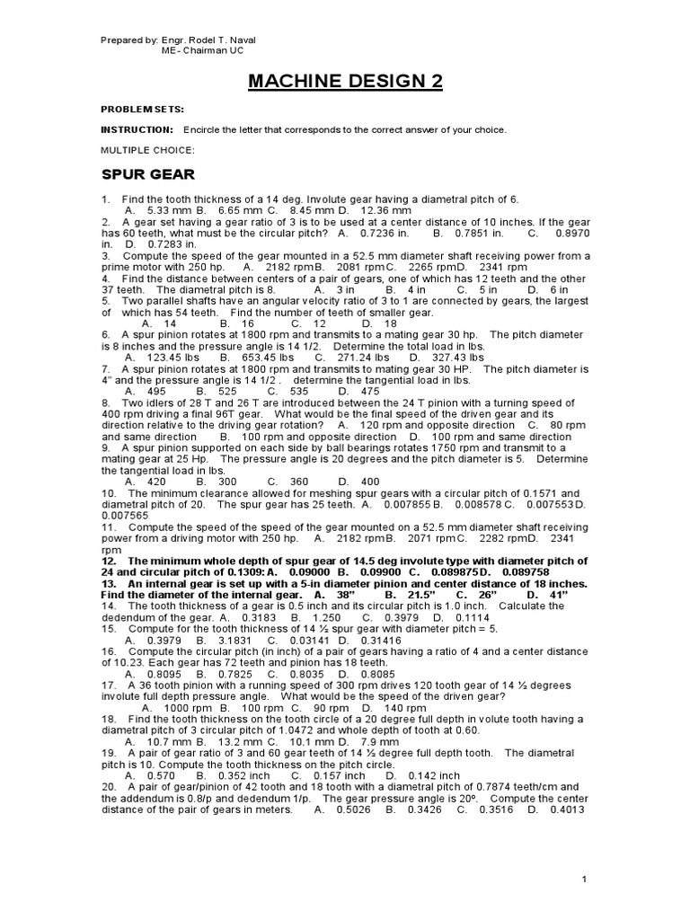Problem Set-Md 2 | PDF | Gear | Belt (Mechanical)