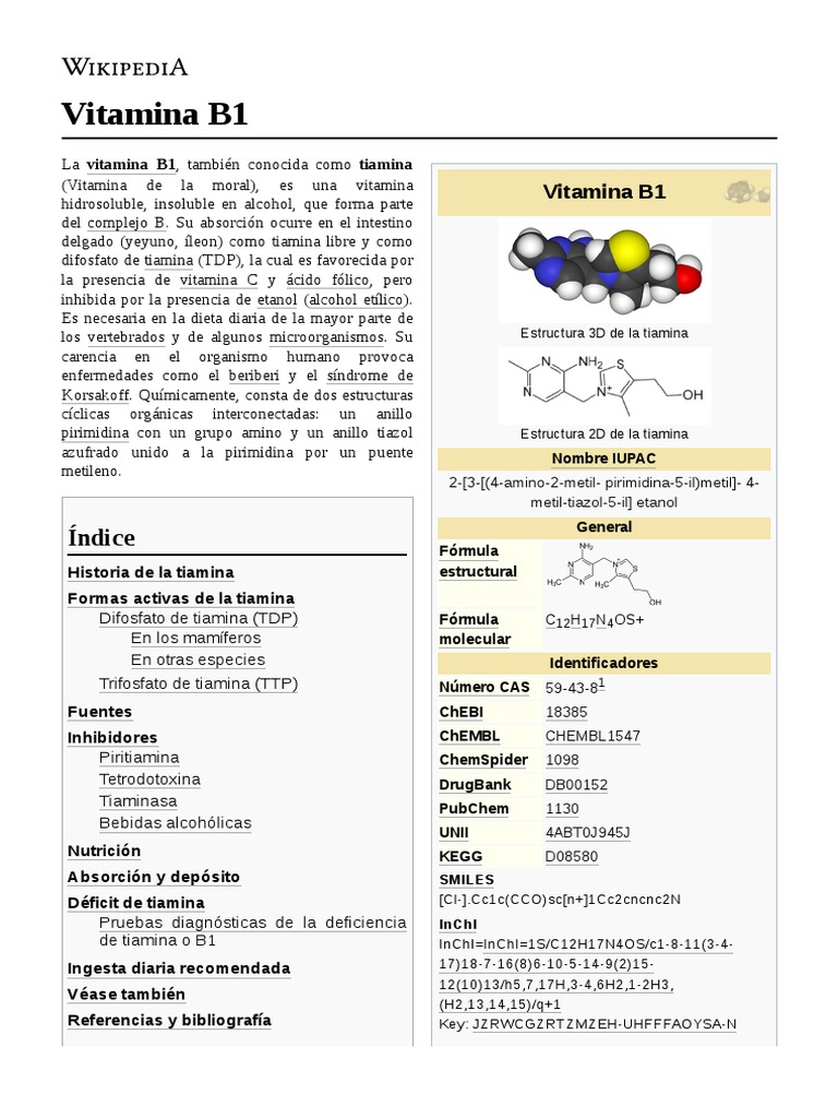 Vitamina B1 | Descargar gratis PDF | Bioquímica | Química