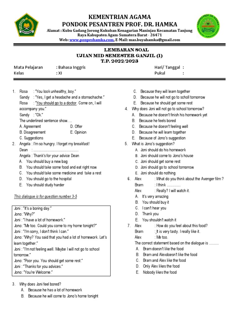 Soal Ujian Mid Bahasa Inggris Kelas XI. | PDF | Pesticide | Agriculture
