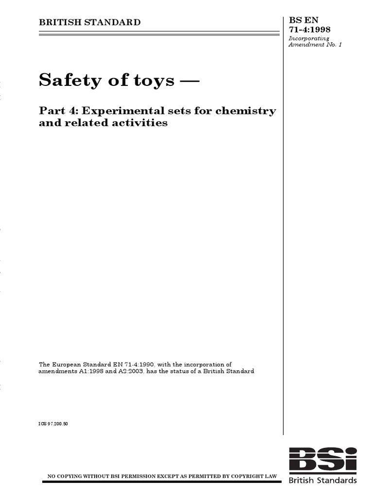 En71 4 1998 | PDF | European Union | Safety