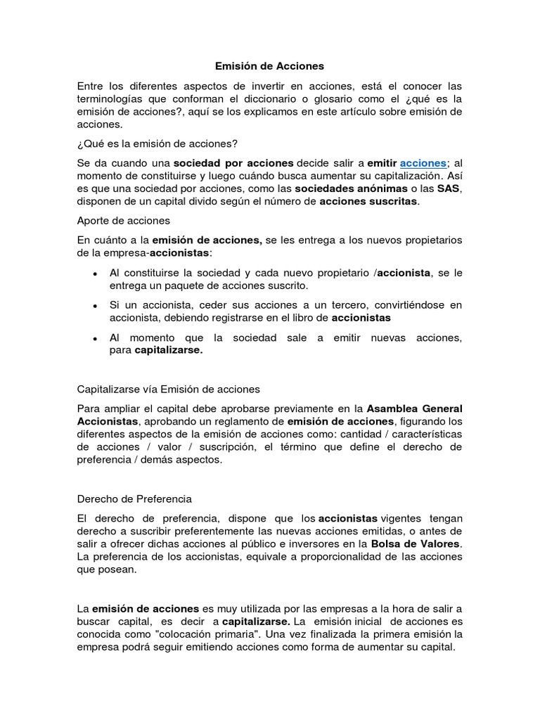 Emisión de Acciones | PDF