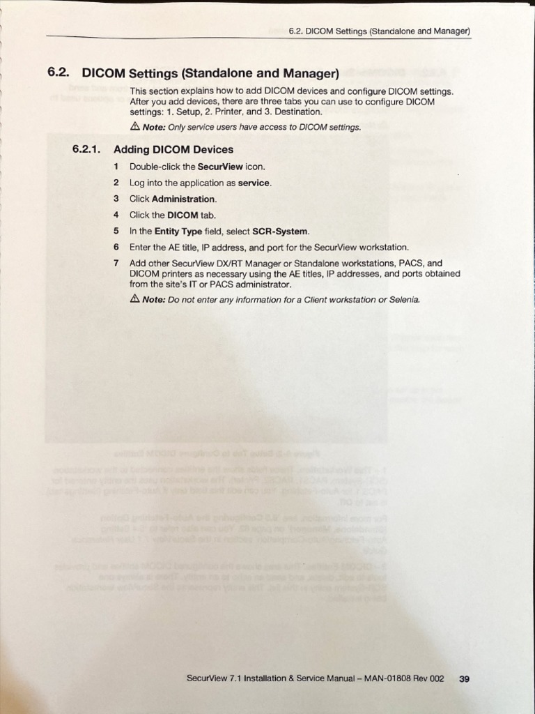 Dicom Settings Add Dicom Devices Selenia Securview | PDF