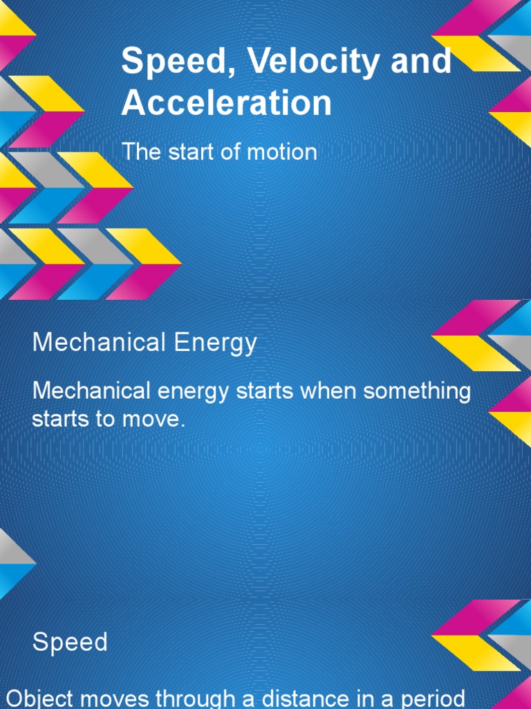 Speed, Velocity, and Acceleration POWERPOINT | PDF | Speed | Mechanical ...