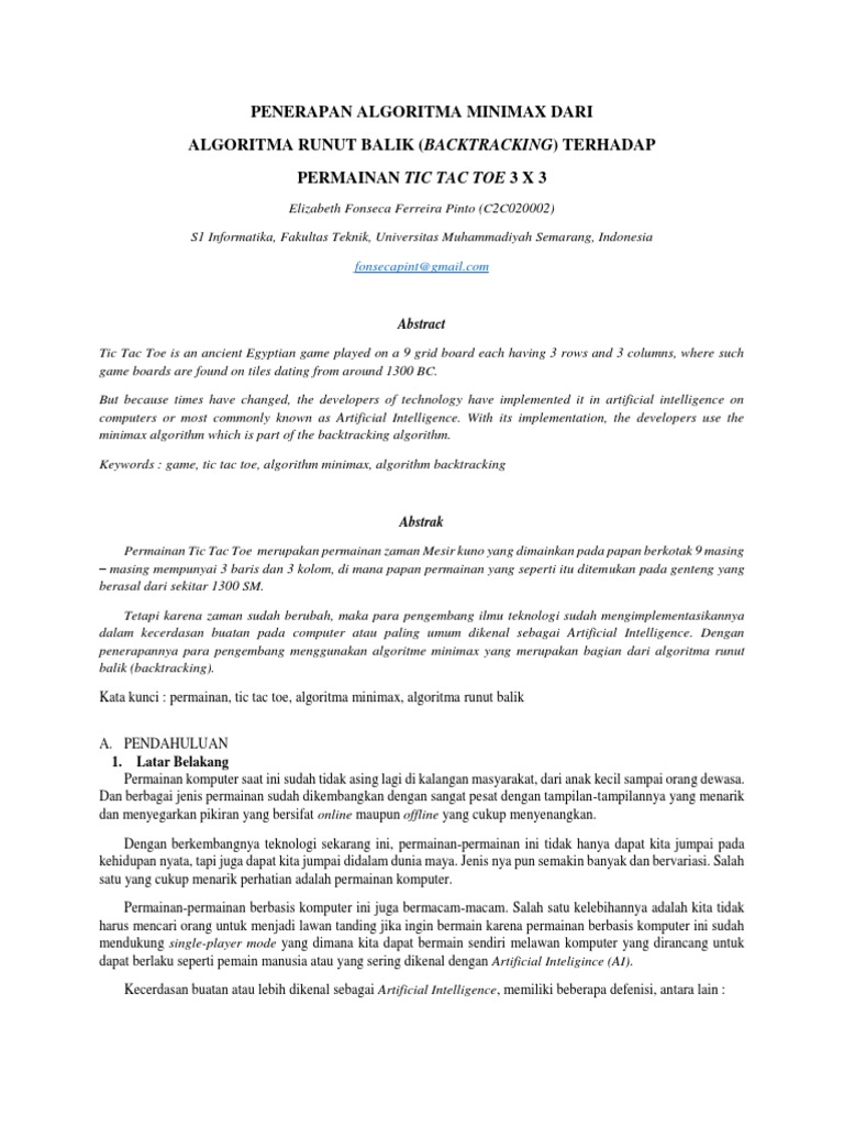 Implementasi Algoritma Minimax Dari | PDF