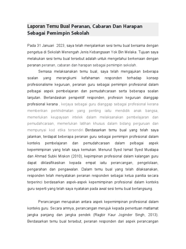 Temubual Dengan Pengetua | PDF