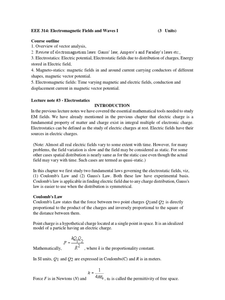 Electromagnetic Fields Intro | PDF | Capacitor | Dielectric