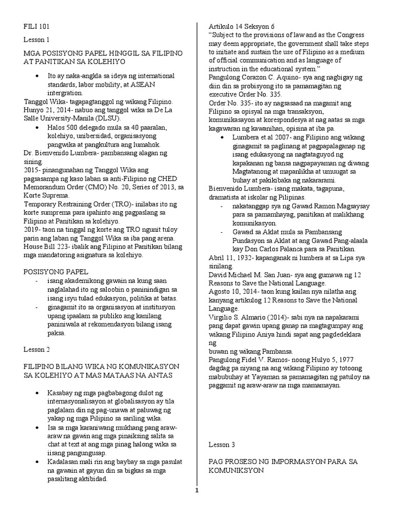 Filipino 101 | PDF