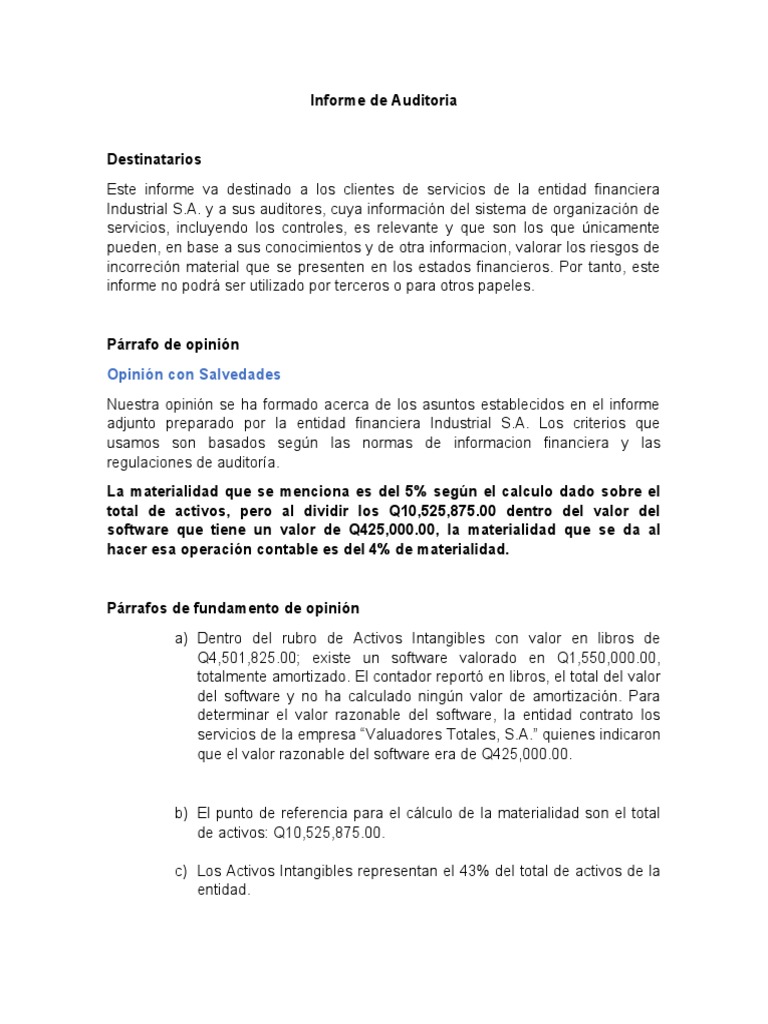 Informe de Auditoria | PDF | Auditoría | Contabilidad
