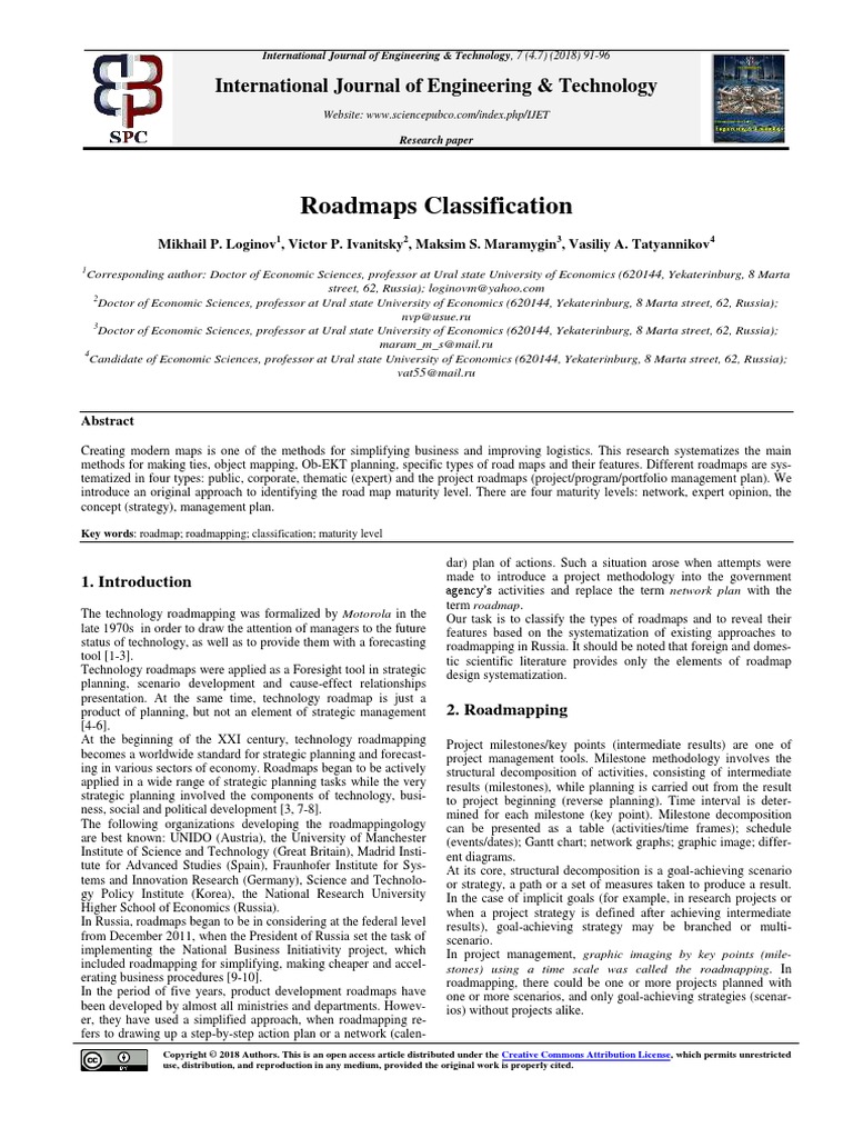 Roadmaps Classification | PDF | Strategic Management | Market (Economics)