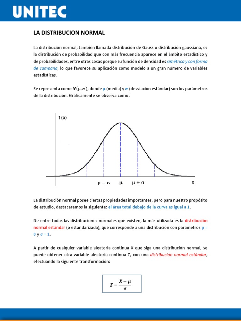 La Distribución Normal | PDF | Distribución normal | Distribución de ...