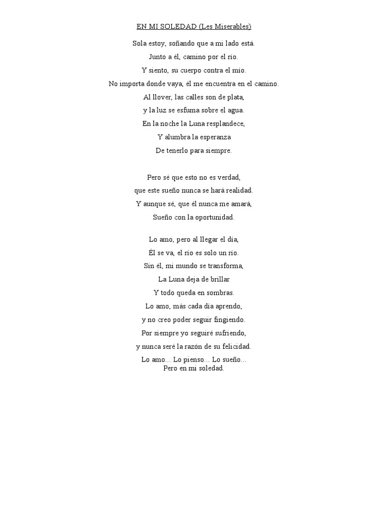 En Mi Soledad - Les Miserables | PDF