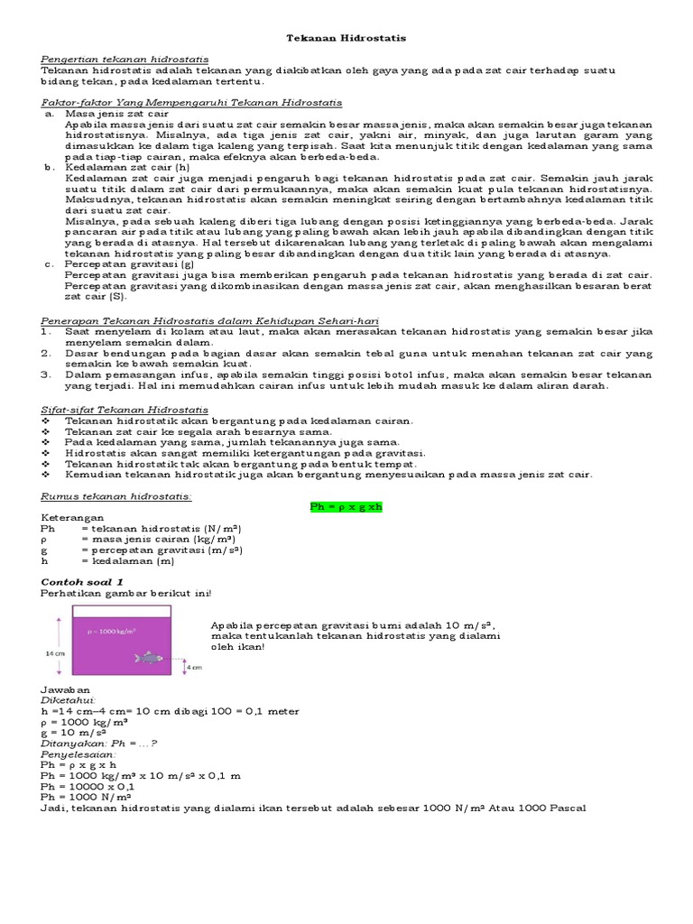 Tekanan Hidrostatik | PDF