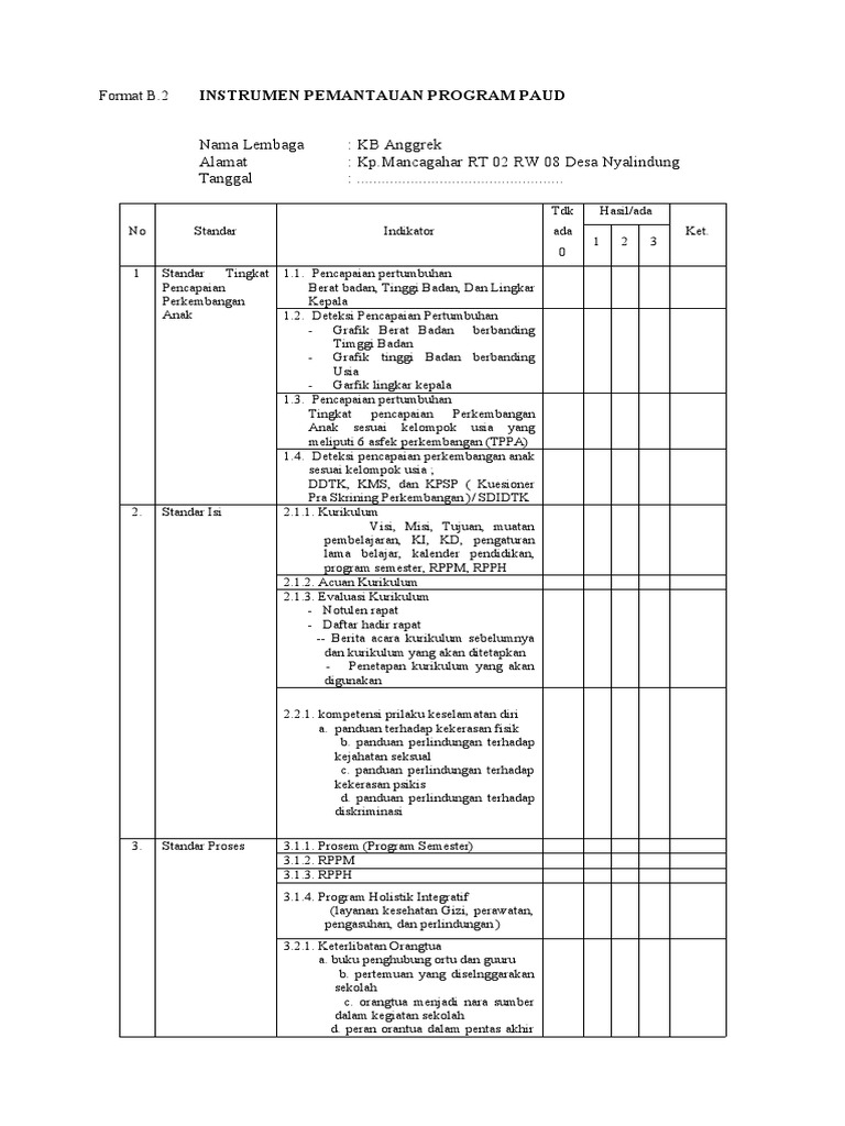 Instrumen Pemantauan | PDF