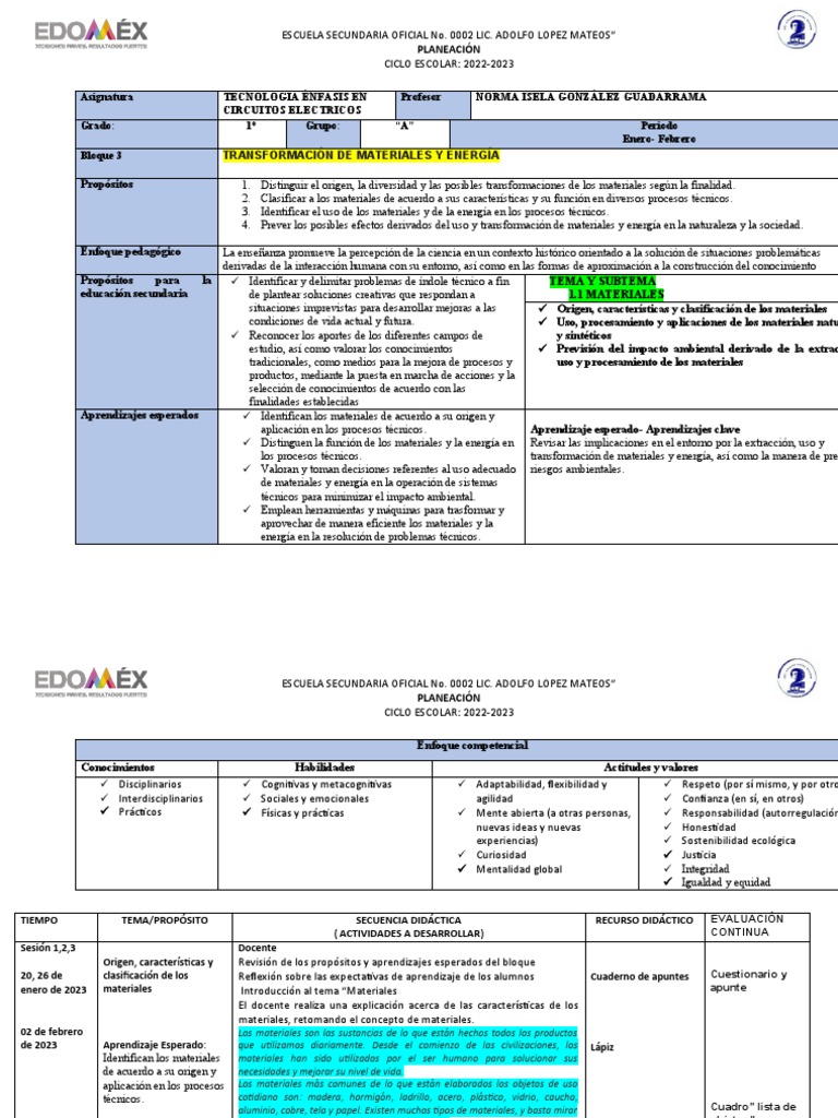 Planeacion Tecn Bloque 3 | PDF | Residuos | Cobre