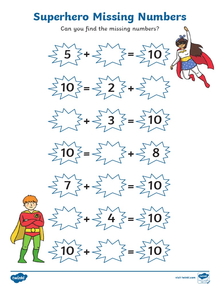 T N 5469 Superhero Missing Numbers Activity Sheet | PDF