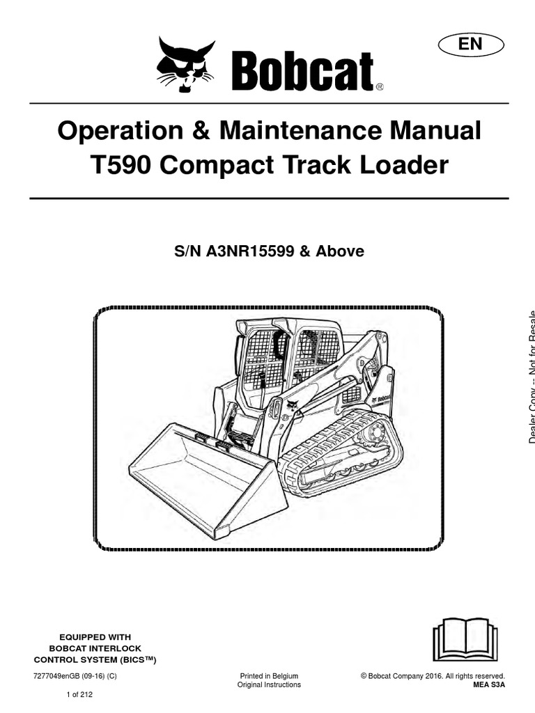Bobcat T590 Operating Manual Pdf Loader Equipment Elevator