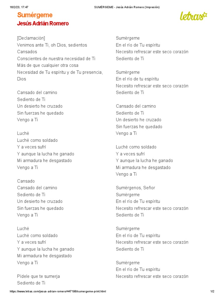 SUMÉRGEME - Jesús Adrián Romero (Impresión) | PDF