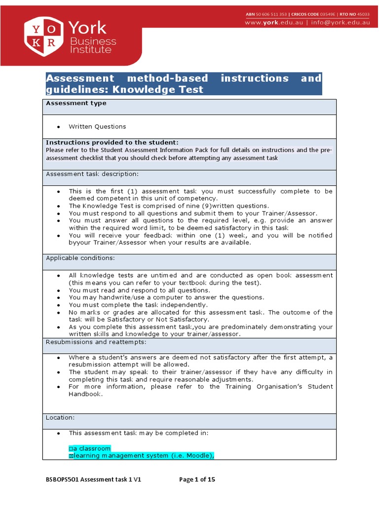 BSBOPS501 Assessment Task 1 Guide | PDF | Risk | Risk Management