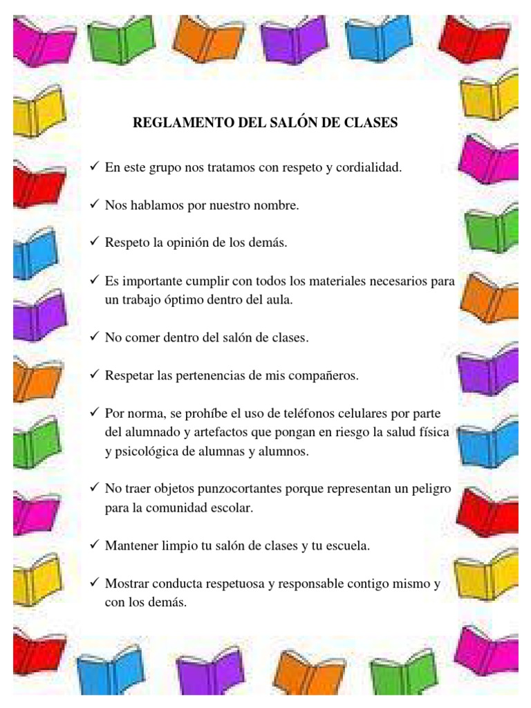 Reglamento Del Salón de Clases | PDF | Salud y bienestar | Estilo de vida
