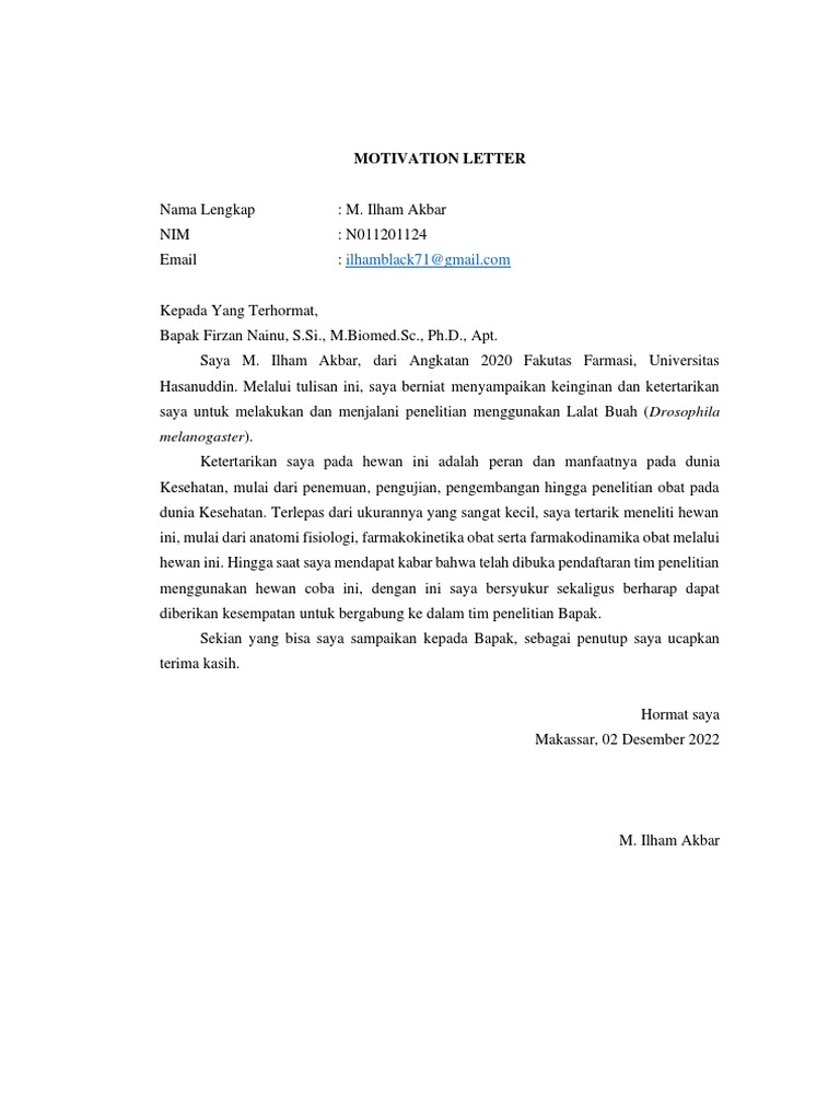 Motivation Letter | PDF