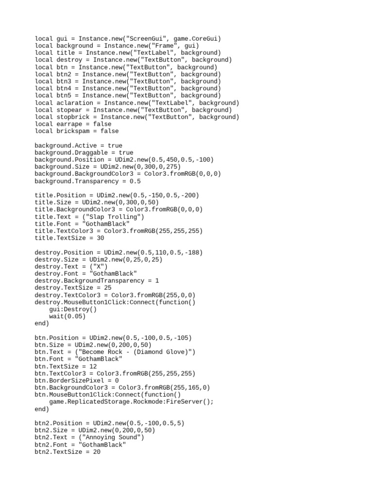 Slap Battles TROLLING GUI SCRIPT | PDF | Writing | Typography