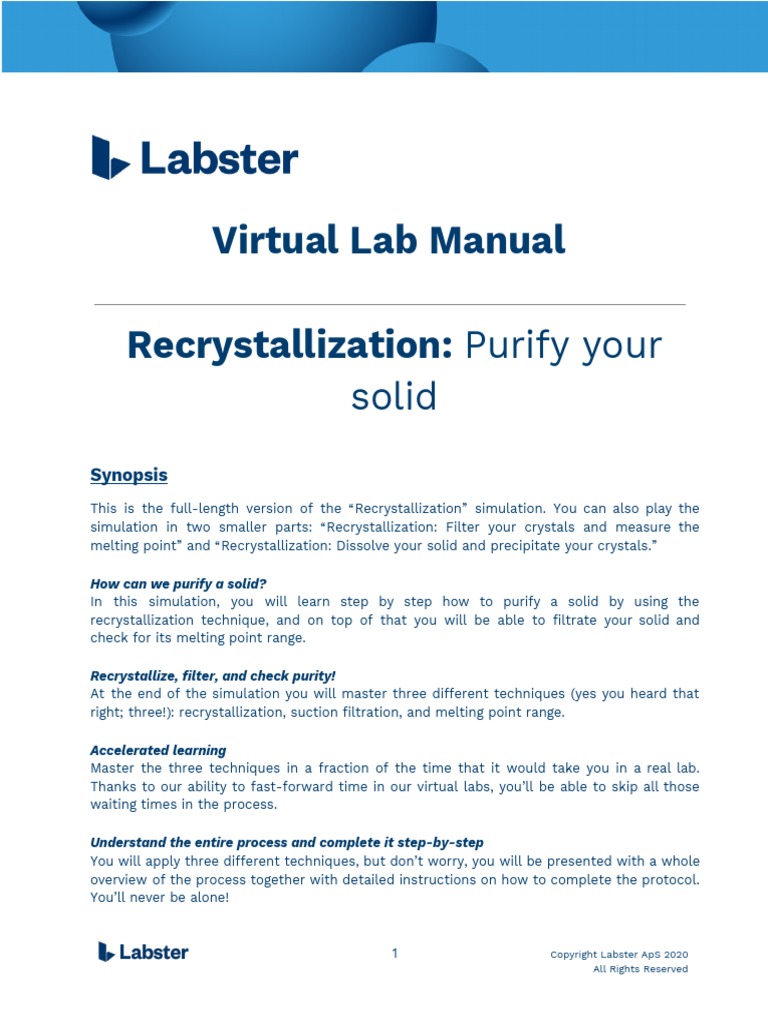 CRY Recrystallization Lab Manual | Download Free PDF | Filtration ...