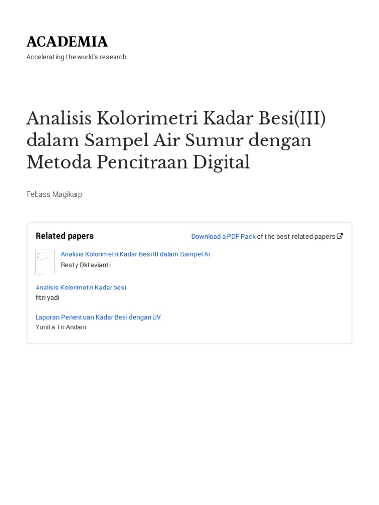 Analisis - Kolorimetri - Kadar - Besi With Cover Page v2 | PDF