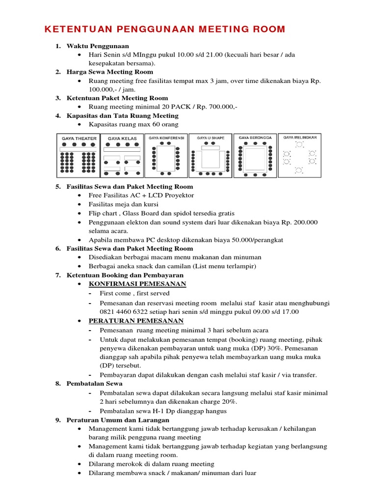 Ketentuan Penggunaan Meeting Room | PDF