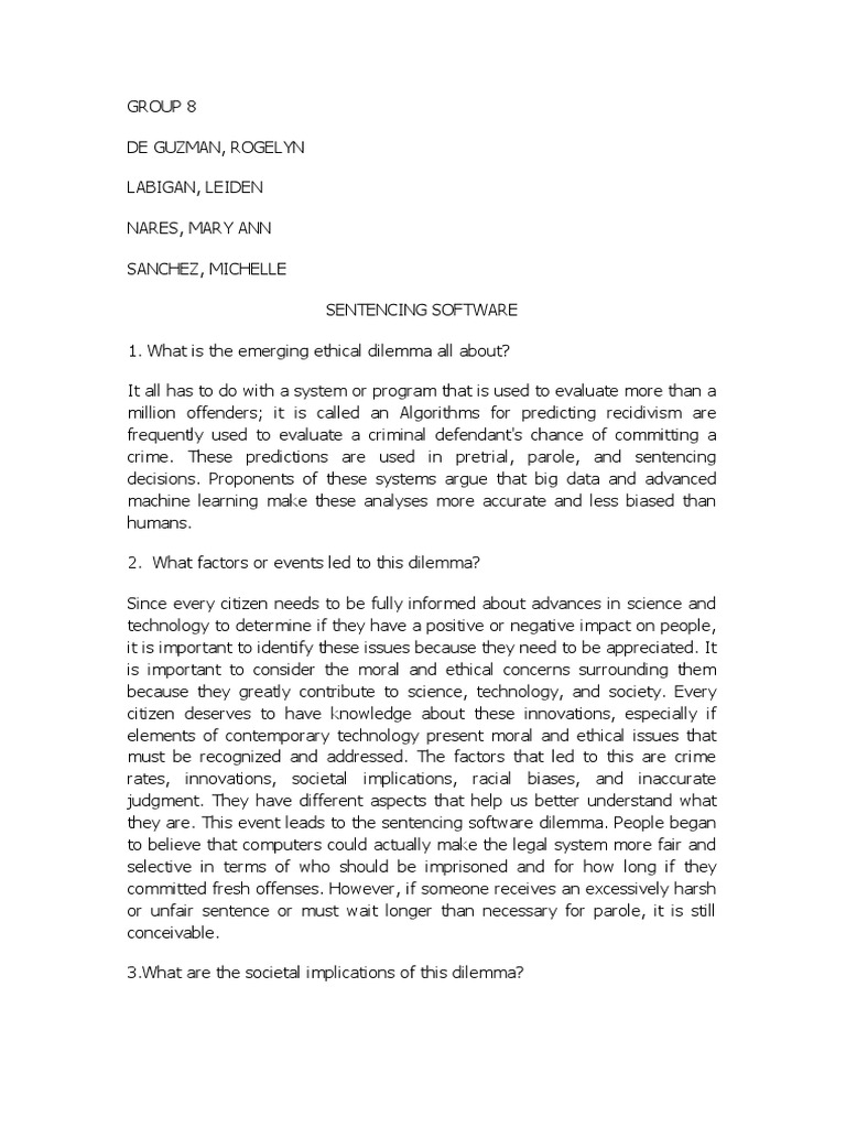 Group 8 - Sentencing Software | PDF | Crimes | Crime & Violence