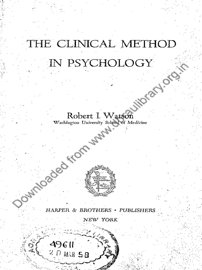 The Clinical Method in Psychology | PDF