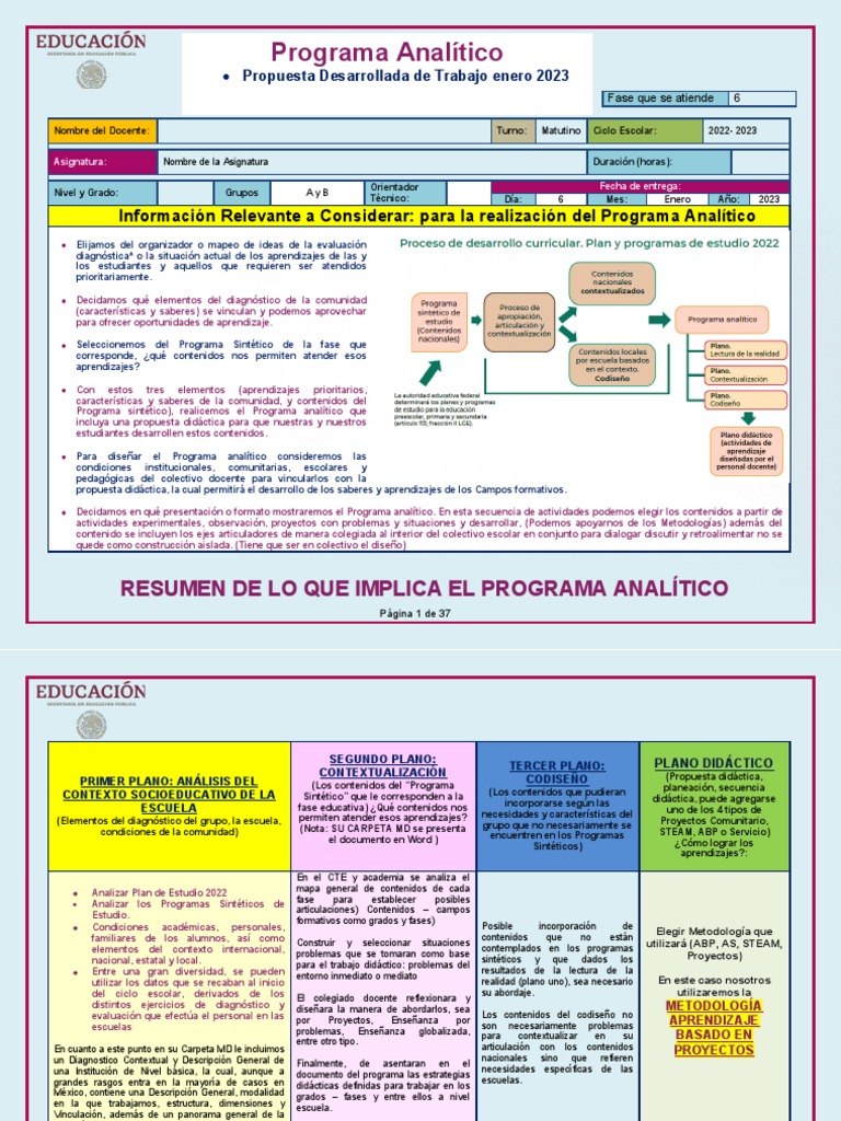 Programa Analítico Secundaria 2023 | PDF | Enseñando | Evaluación
